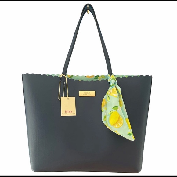 Trina Turk | Bags | Trina Turk Reversible Navy Lemon Tote | Poshmark